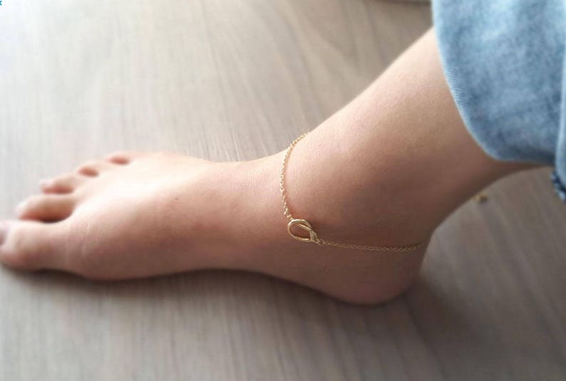 Dainty Love Knot Anklet, Knot Anklets,delicate Love Anklet,unique ...