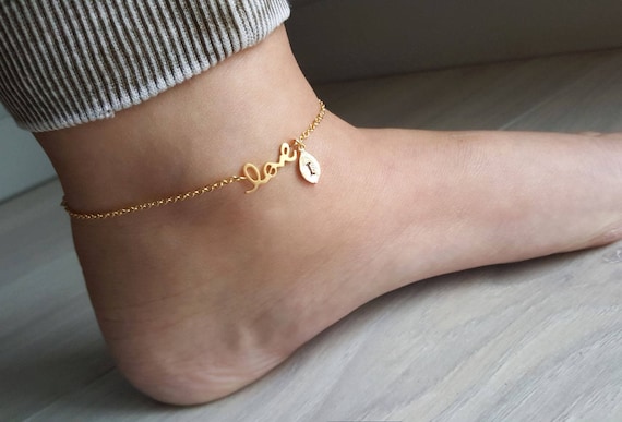 Dainty Gold Love ANKLET Lovely Love Letter Ankletdelicate - Etsy