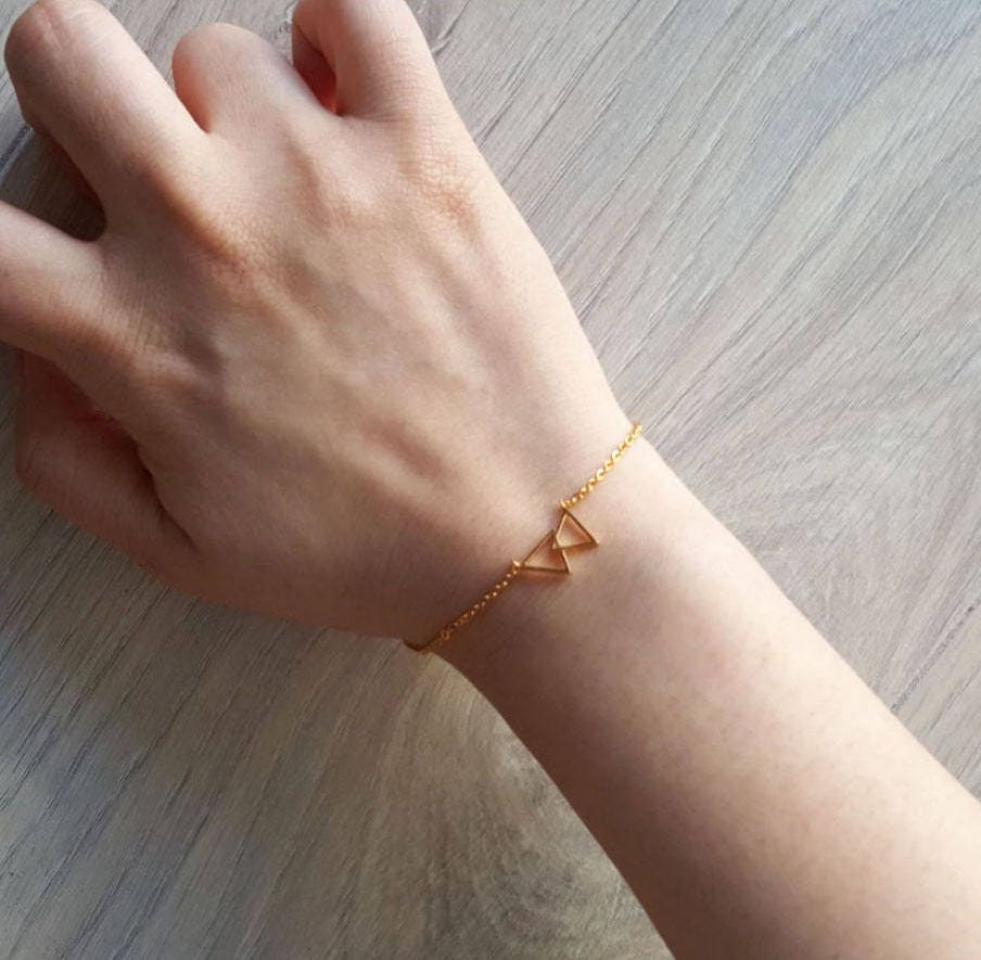 Delicate Petite Double Triangle Bracelets,delicate Triangle Bracelet ...