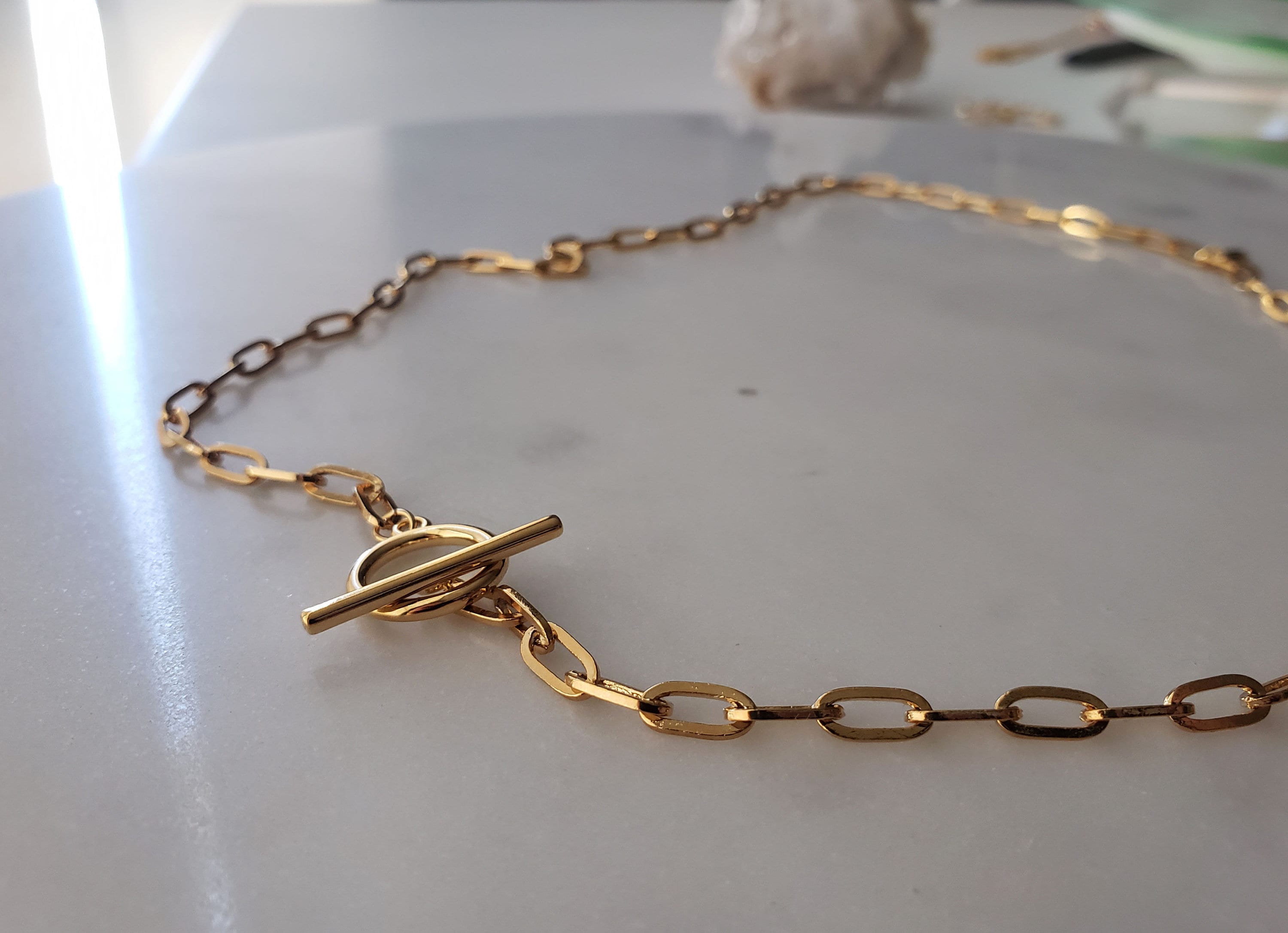 Toggle Clasp Necklace / Toggle Necklace Layering Necklace, Unique Thick ...