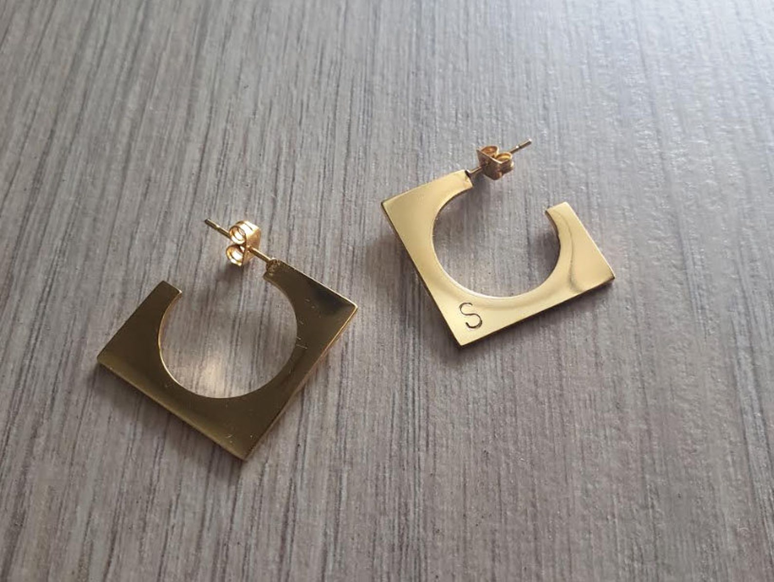 Square earring/Rectangle earring/Square ear jacket/Square Ear | Etsy