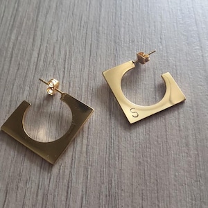 Square Earring/rectangle Earring/square Ear Jacket/square Ear Cuff/gold ...