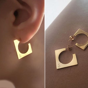 Square Earring/rectangle Earring/square Ear Jacket/square Ear Cuff/gold ...