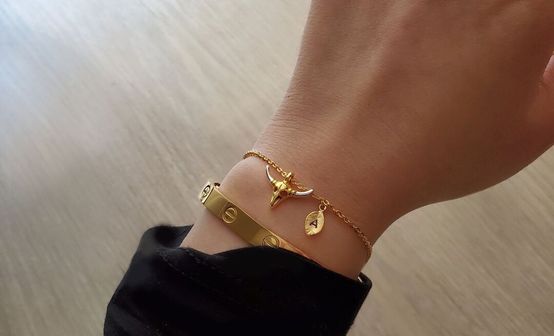 Delicate Petite Bull Skull Bracelets, Bull Bracelet,unique Bracelet ...