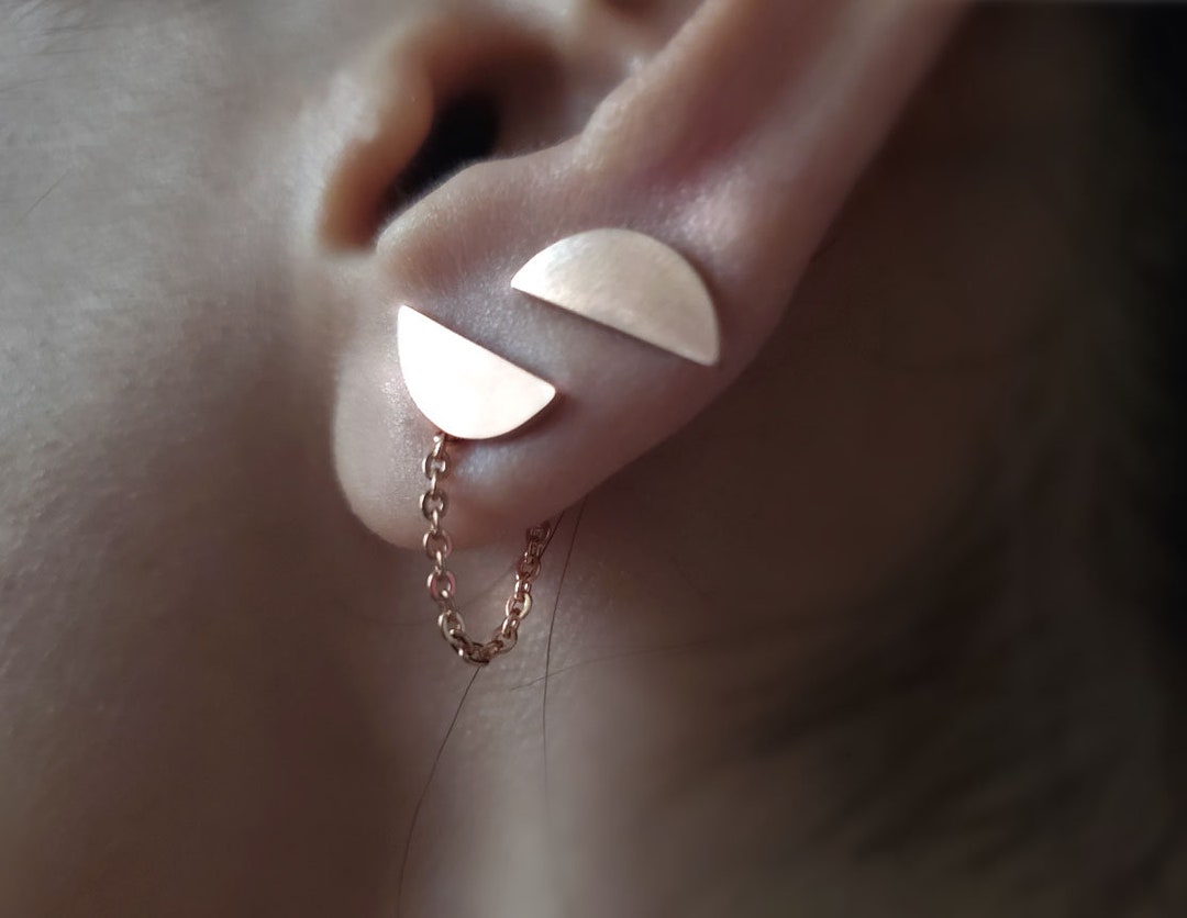Rose Gold Half Moon Ear Jacket,half Circle Ear Jacket,circle Earring ...
