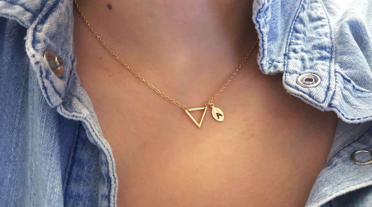 Delicate Triangle Necklace,triangle Necklaces,shape Necklace,initial ...