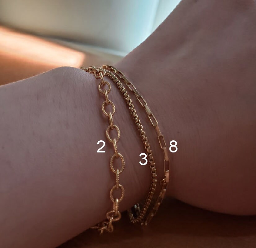 14k gold filled bracelet box chain braceletFigaro bracelet | Etsy