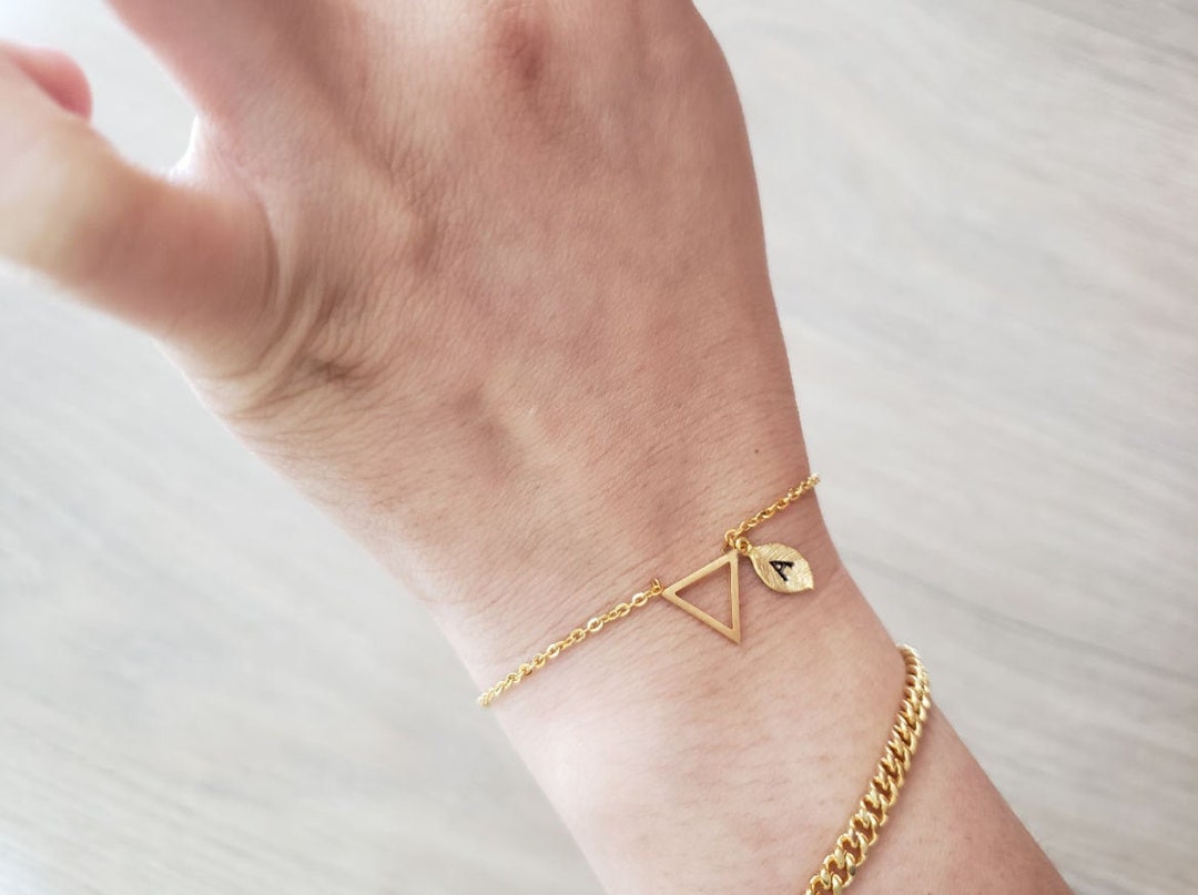 Delicate Open Triangle Bracelets, Halo Triangle Bracelet,geometric ...