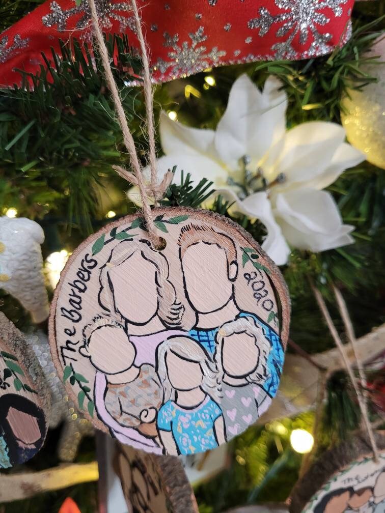 Custom Faceless Family Portrait Wood Christmas Ornament - Etsy