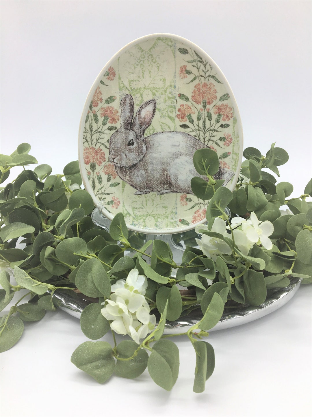 Ceramic Bunny Plate With Hanger - Easter & Farmhouse Decor - Etsy