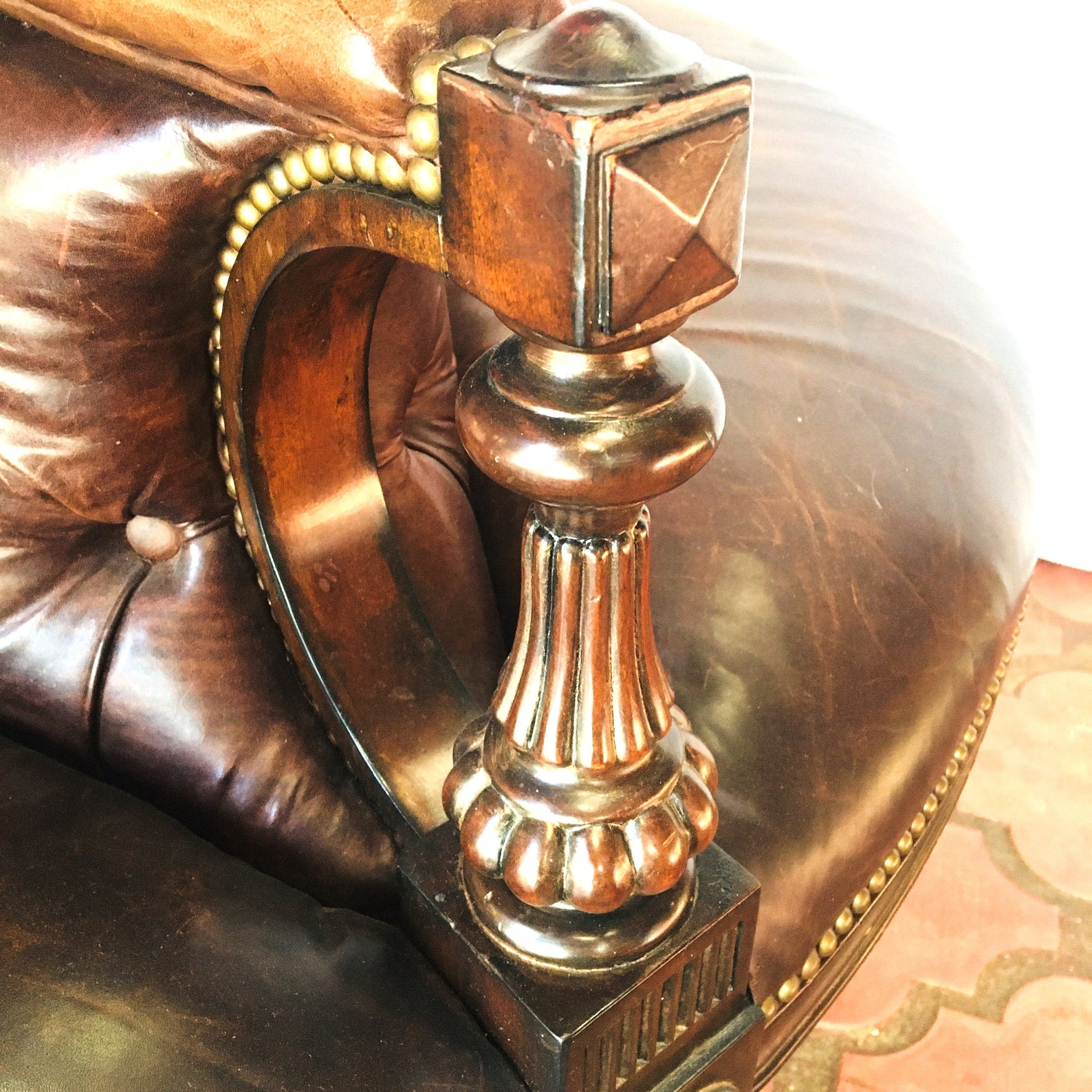 French Style Circular Bench Vintage Maitland Smith Borne Vintage Tufted ...