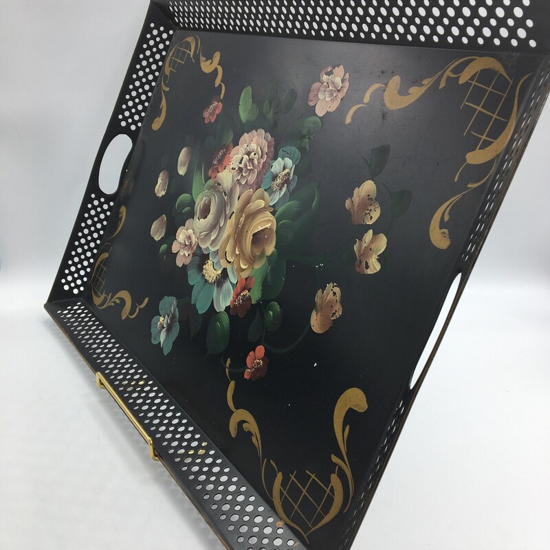 Floral Metal Tray - Etsy