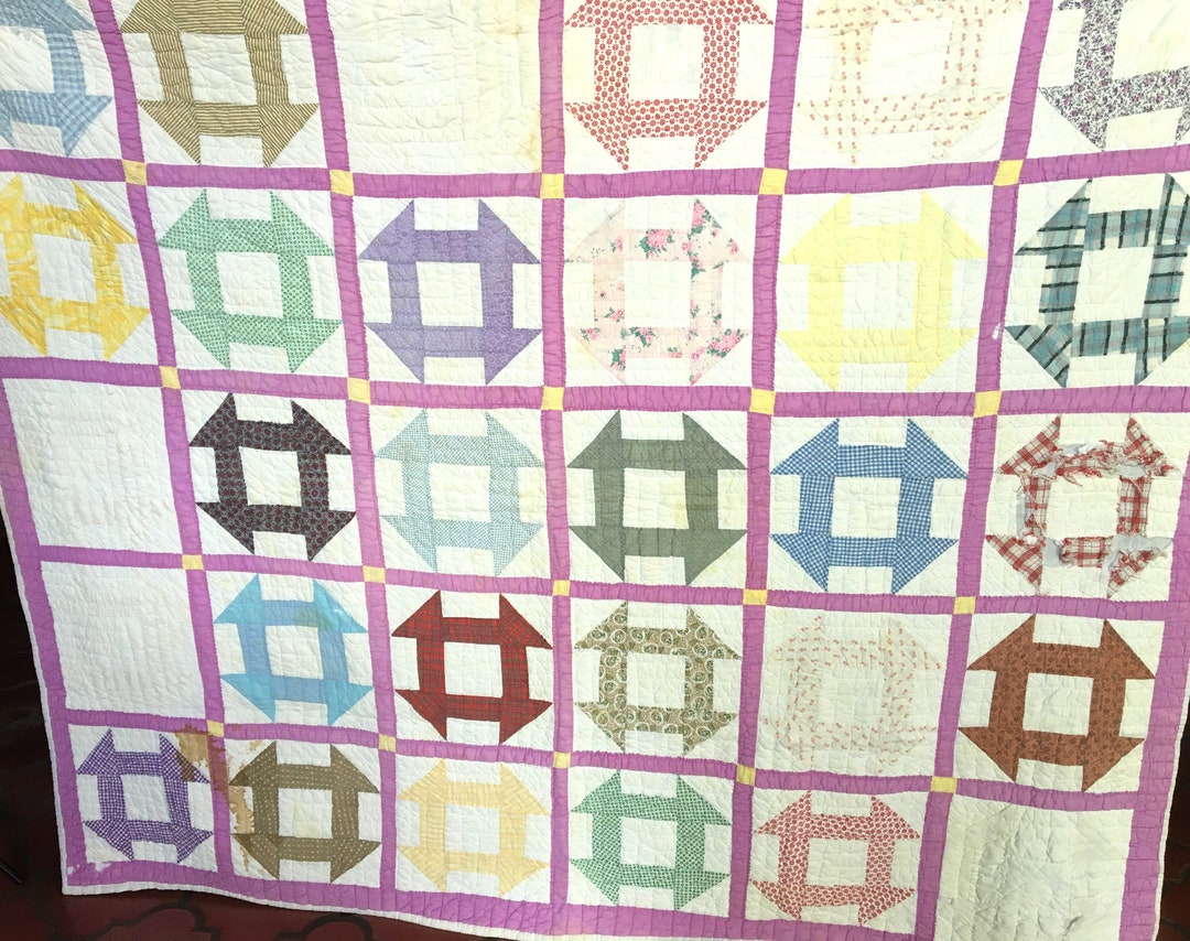 Handmade Traditional Patchwork Quilt With Pastel Vintage Colors - Etsy