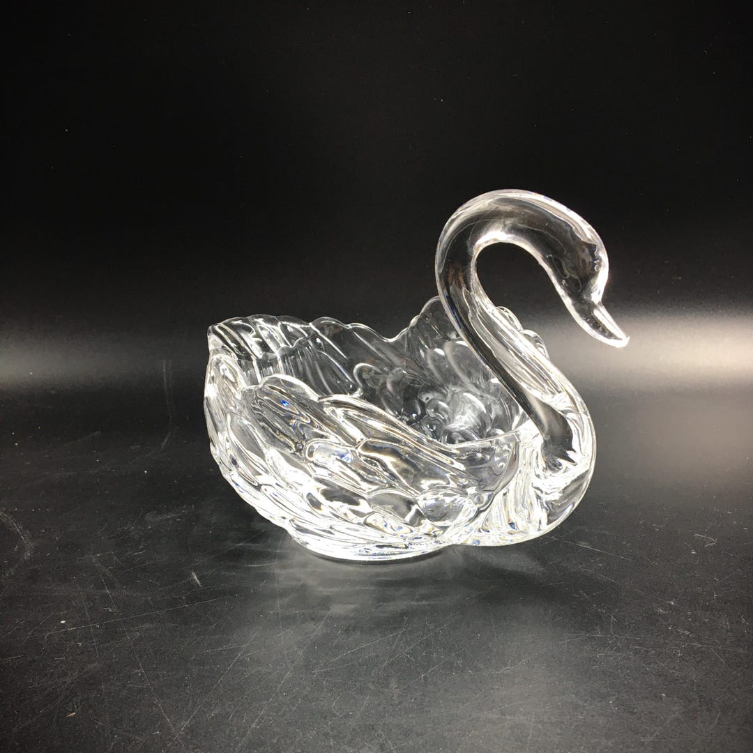 Vintage Crystal Swan Dish: Elegant Candy Server for Weddings ...