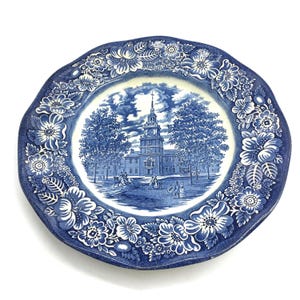 Vintage Cobalt Blue English Transferware Plate With Liberty Blue Maker ...