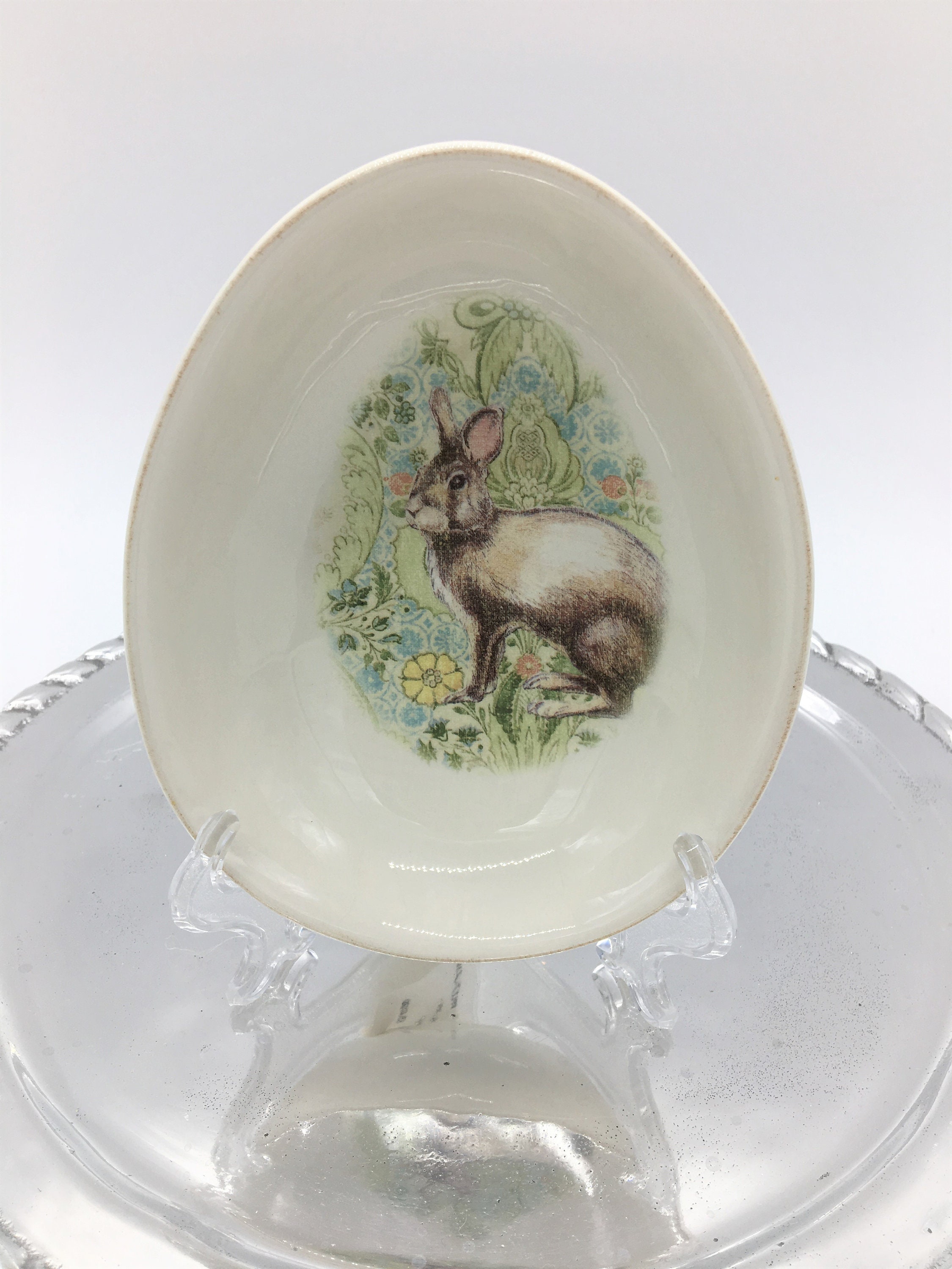 Handcrafted Ceramic Rabbit Bowl With Display Stand – Bunny Easter Wall ...