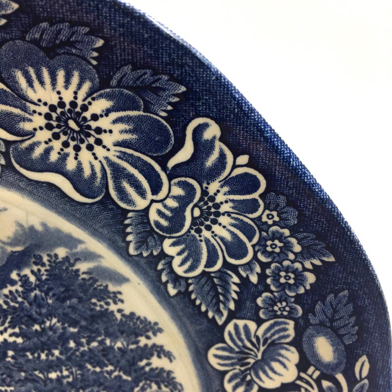 Vintage Cobalt Blue English Transferware Plate With Liberty Blue Maker ...