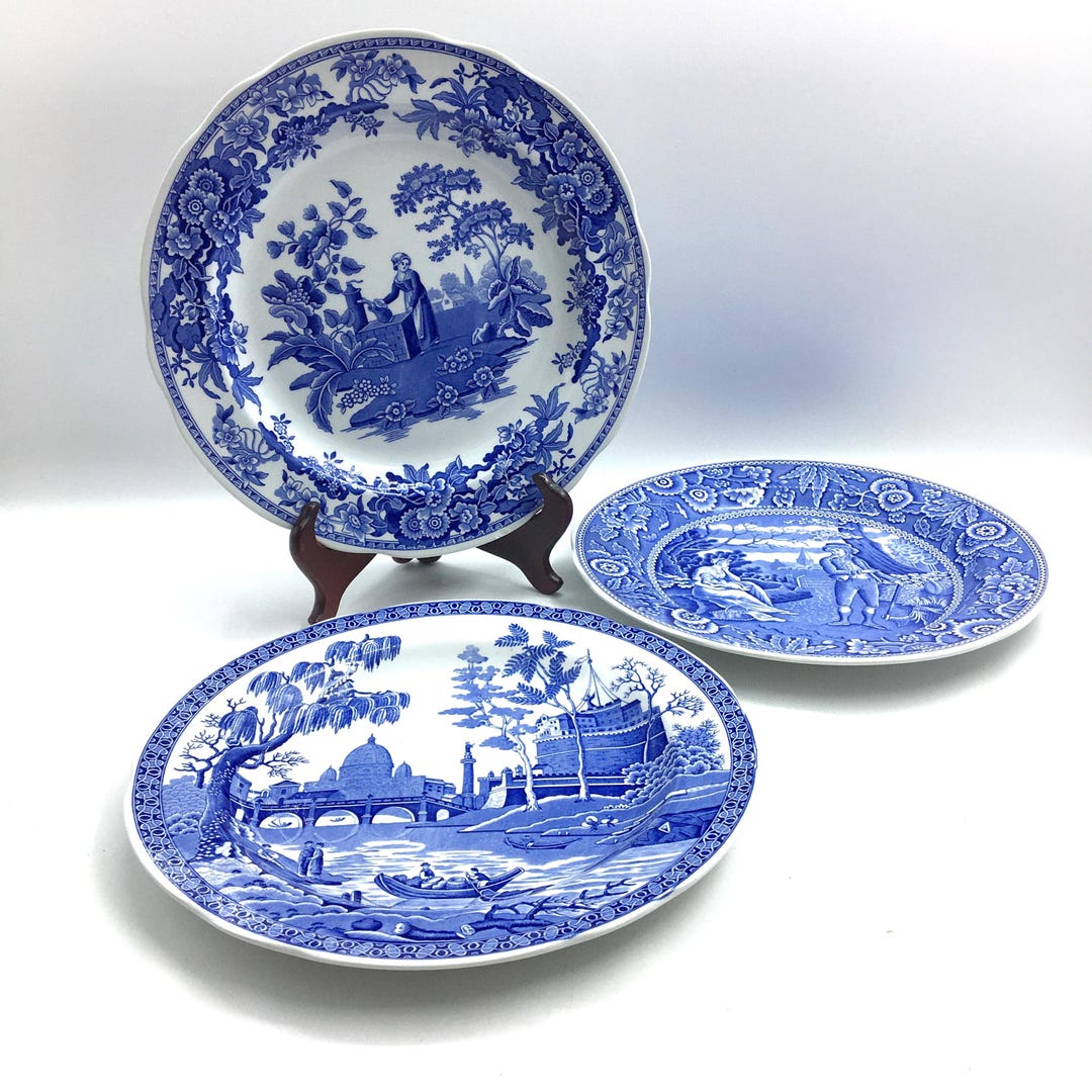 Vintage Spode Cobalt Blue Display Plates - Antique Transferware Wall ...