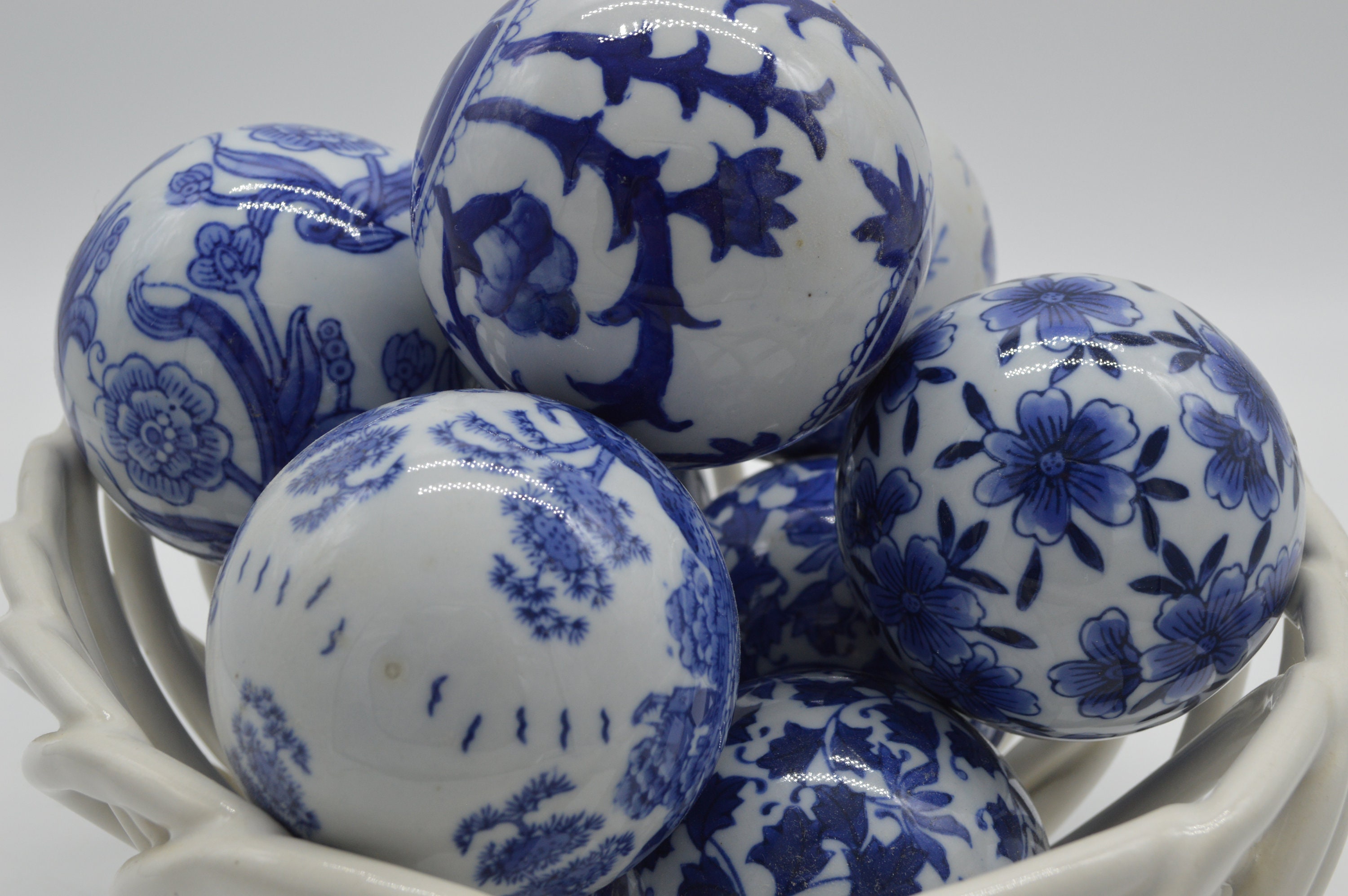 Blue and White Orb Centerpiece Bowl Ceramic Centerpiece With - Etsy
