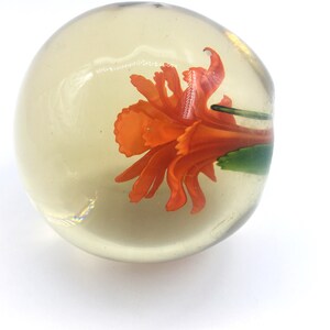 Elegant Blown Glass Flower Paperweight With Orange Design for Desk ...