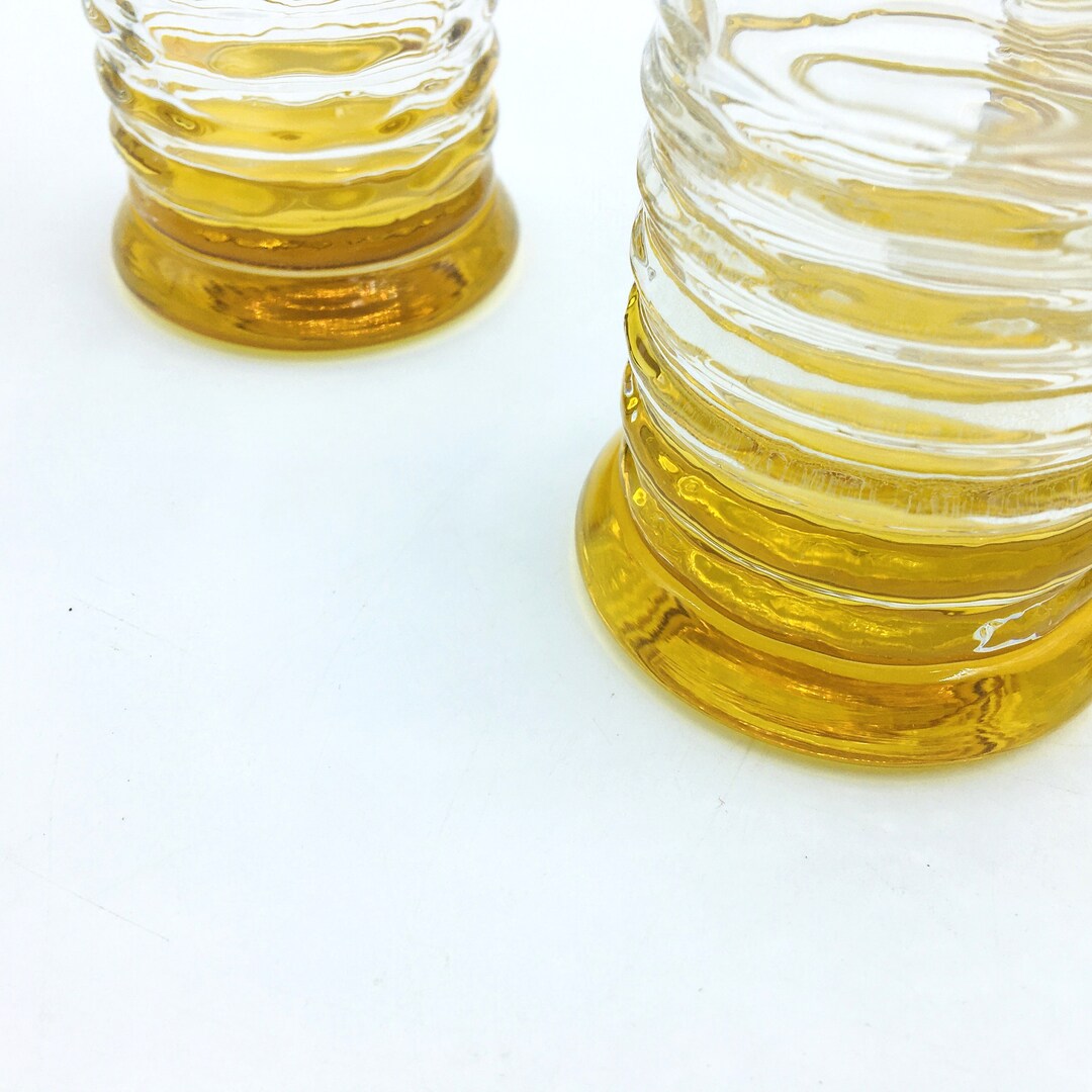 Set of 4 Mid-century Marigold Yellow Drinking Glasses Vintage ...