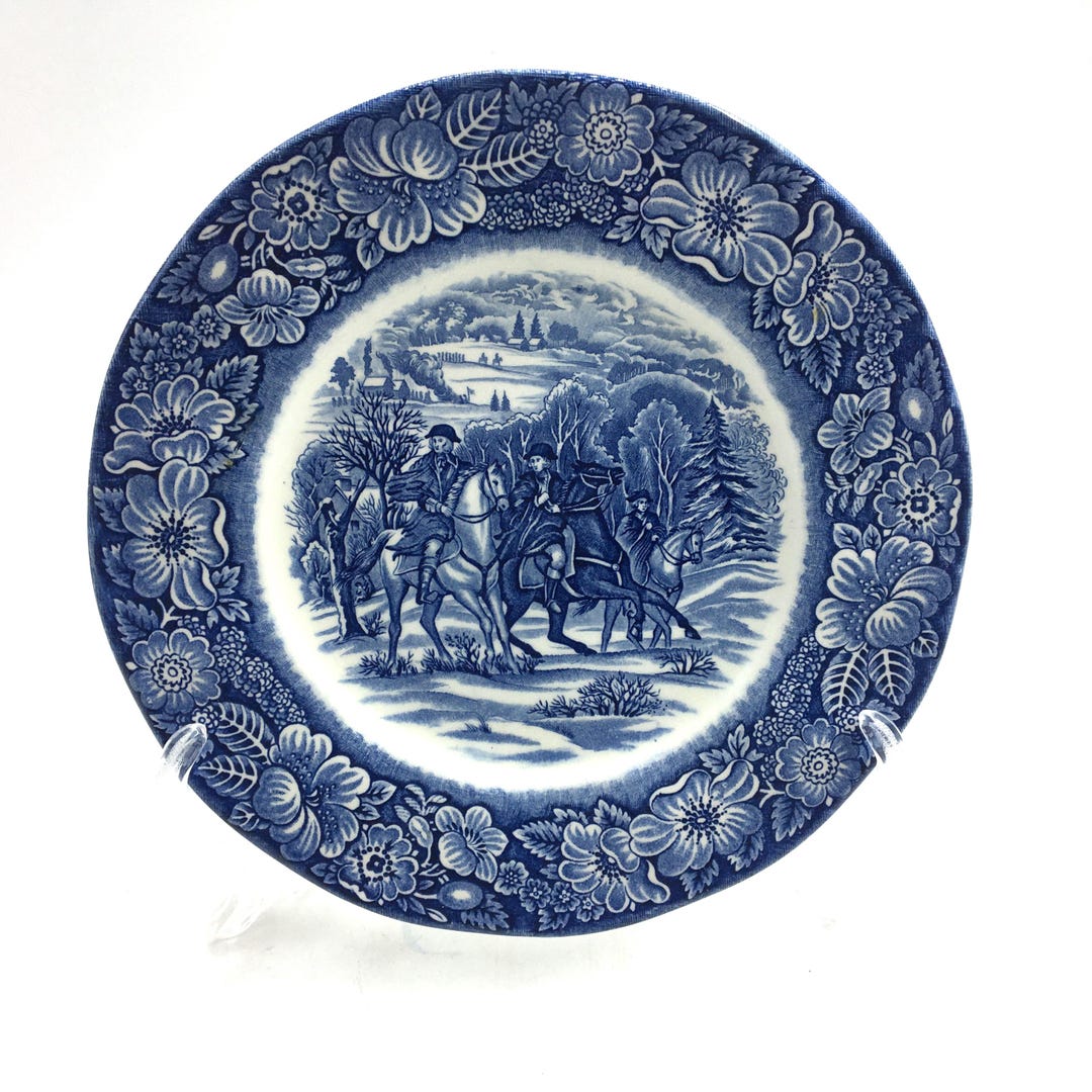Vintage Cobalt Blue English Transferware Plate With Liberty Blue Maker ...