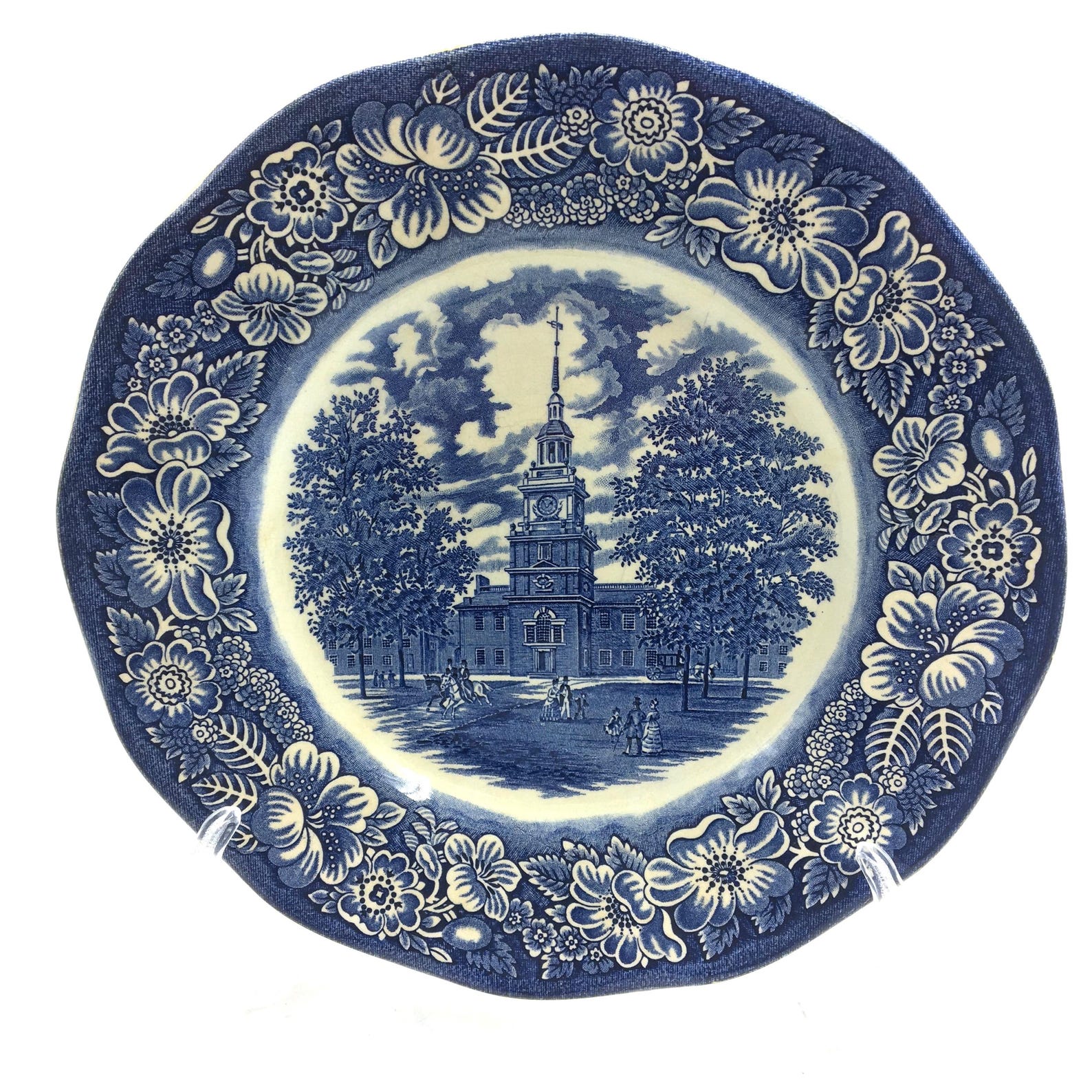 Vintage Cobalt Blue English Transferware Plate With Liberty Blue Maker ...