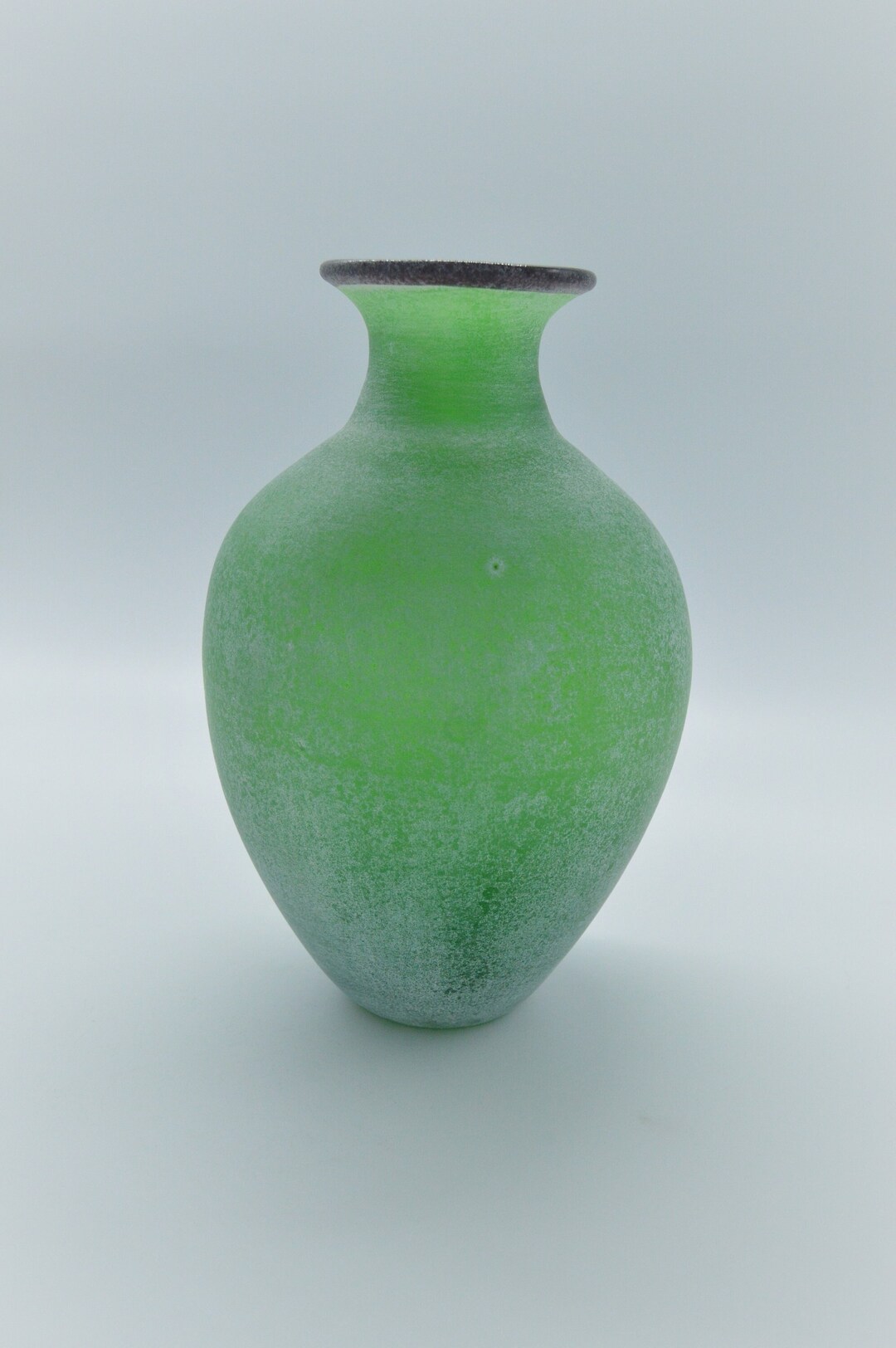 Murano Scavo Glass Vase Hand Blown Vase Green Vase Flower Vase Etsy