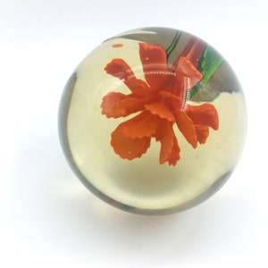 Elegant Blown Glass Flower Paperweight With Orange Design for Desk ...