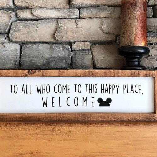 To All Who Come to This Happy Place Welcome Wood Sign-mickey | Etsy