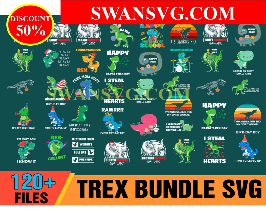 120 T-rex Bundle SVG Dinosaur T-rex SVG Tyrannosaurus SVG - Etsy