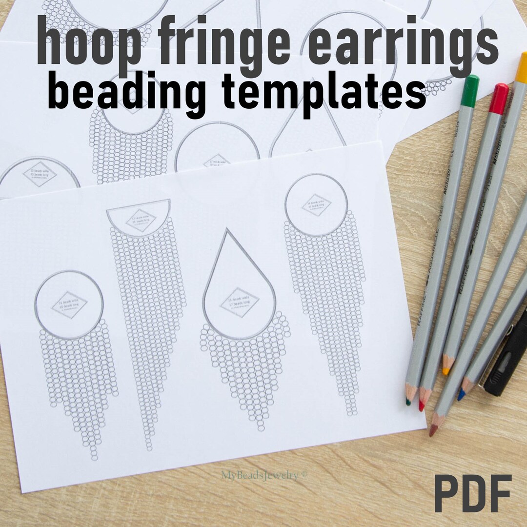 Bead Template - Beaded Fringe Hoop Earring Beading Graph - Blank ...