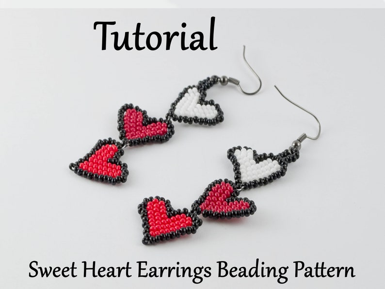 Sweet Heart Earrings Beading Pattern, Beaded Earrings Beading Tutorial ...