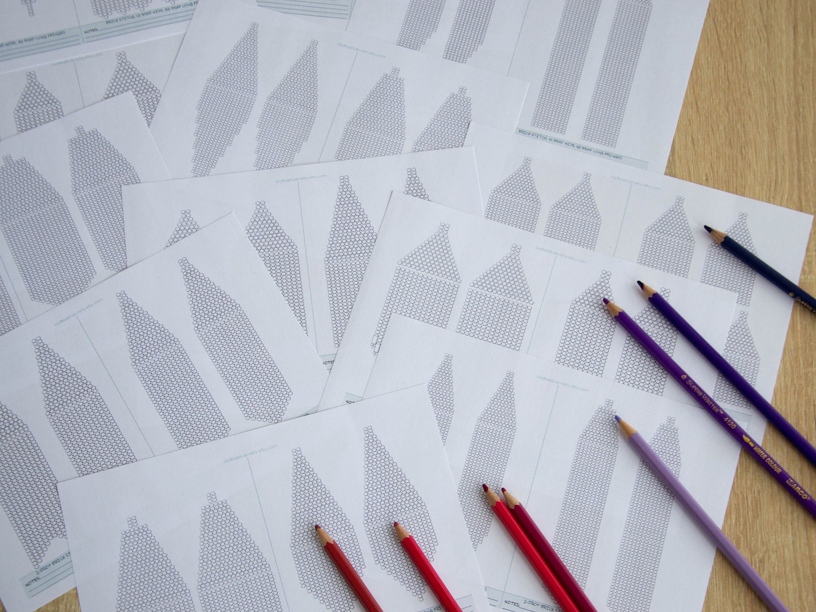Bead Template - Beaded Fringe Earring Beading Graph - Blank Template ...