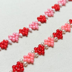 Valentine's Heart Beading Tutorial, Seed Bead Hearts Daisy Chain Beaded ...