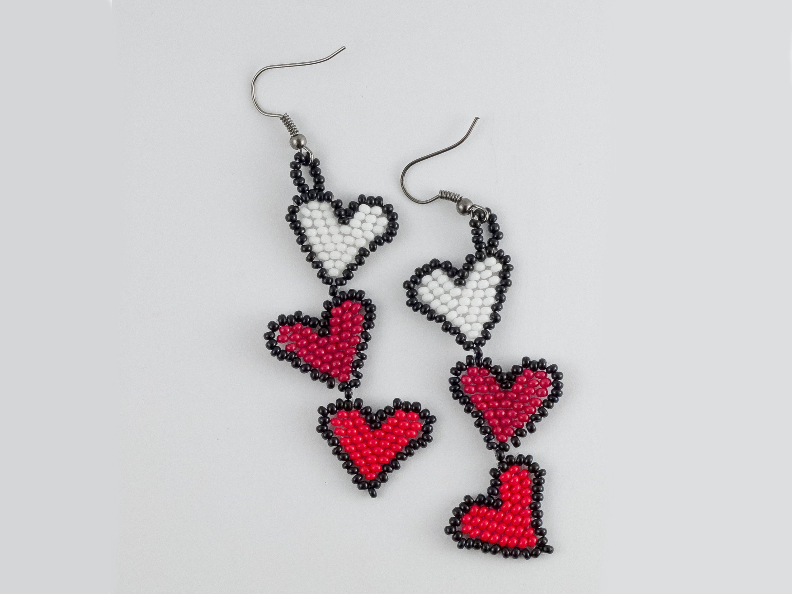 Sweet Heart Earrings Beading Pattern, Beaded Earrings Beading Tutorial ...