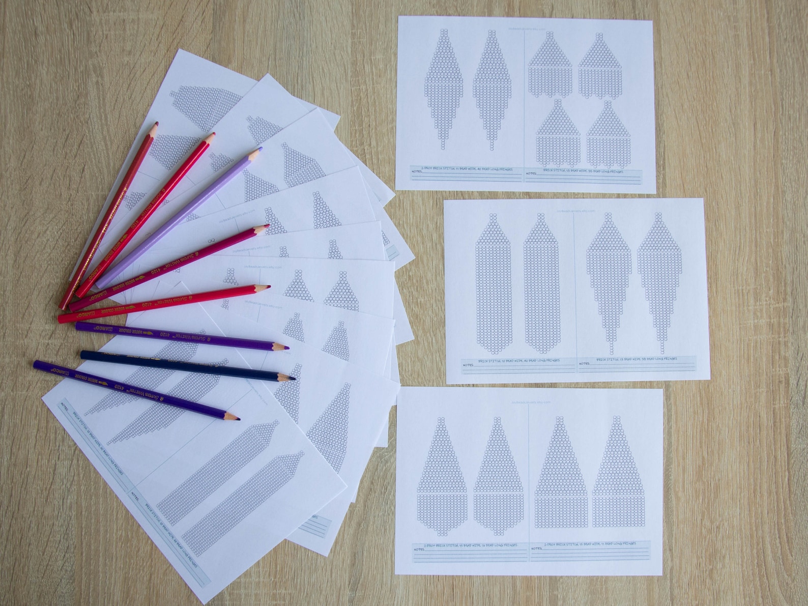 Bead Template - Beaded Fringe Earring Beading Graph - Blank Template ...