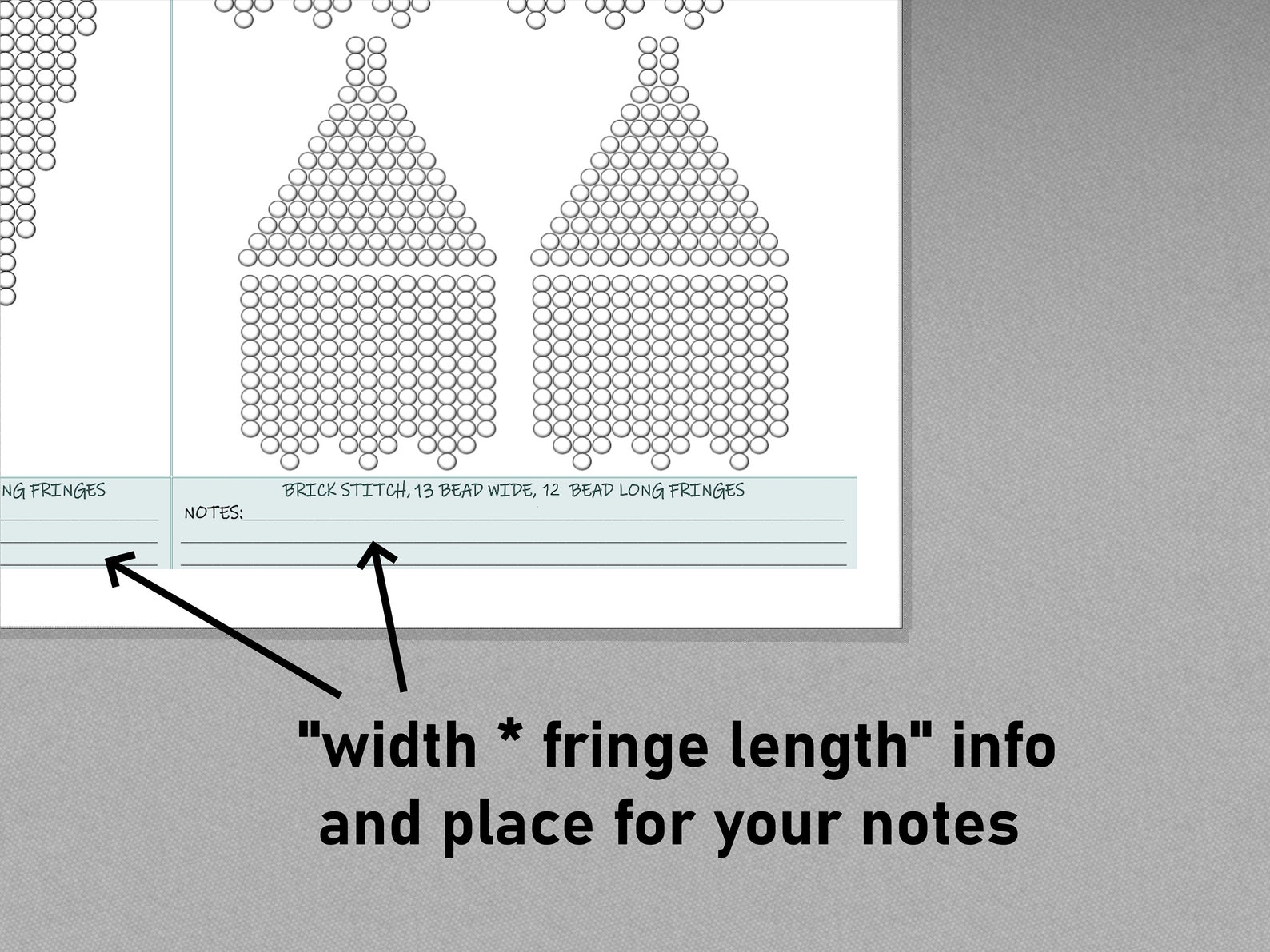Bead Template - Beaded Fringe Earring Beading Graph - Blank Template ...