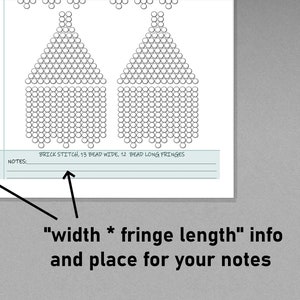 Bead Template - Beaded Fringe Earring Beading Graph - Blank Template ...