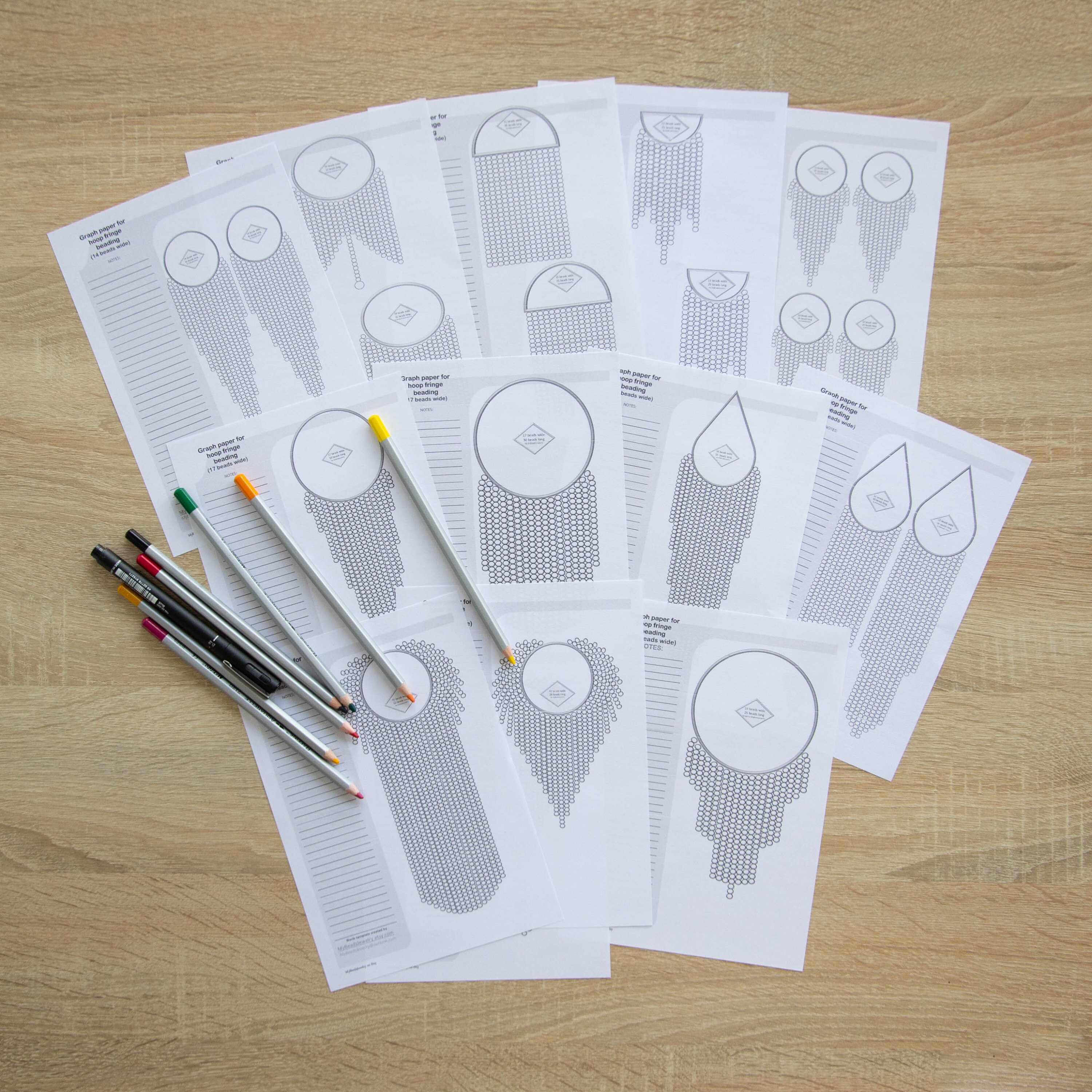 Bead Template, Hoop Fringe Beading Graph, Blank Templates Paper Graph ...