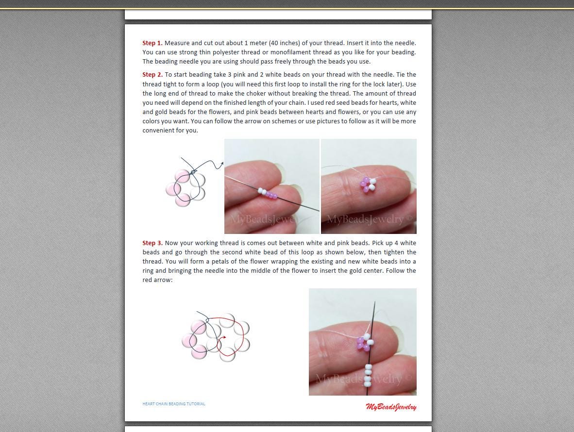 Valentine's Heart Beading Tutorial, Seed Bead Hearts Daisy Chain Beaded ...