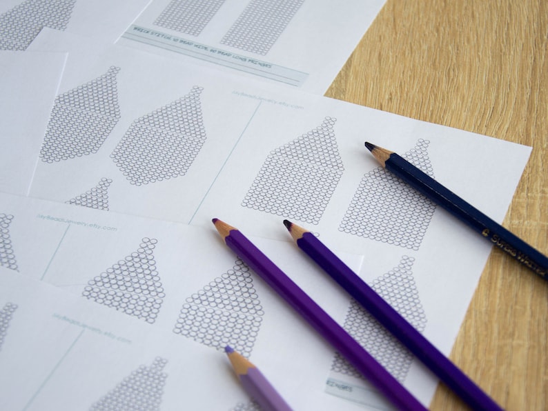 Bead Template - Beaded Fringe Earring Beading Graph - Blank Template ...