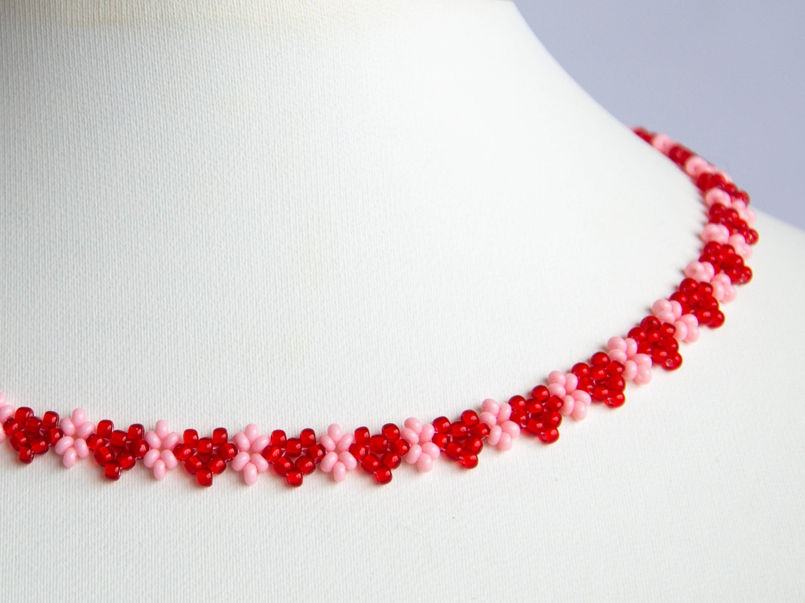 Heart Daisy Chain Beading Tutorial (PDF), Bracelet Anklet Necklace ...