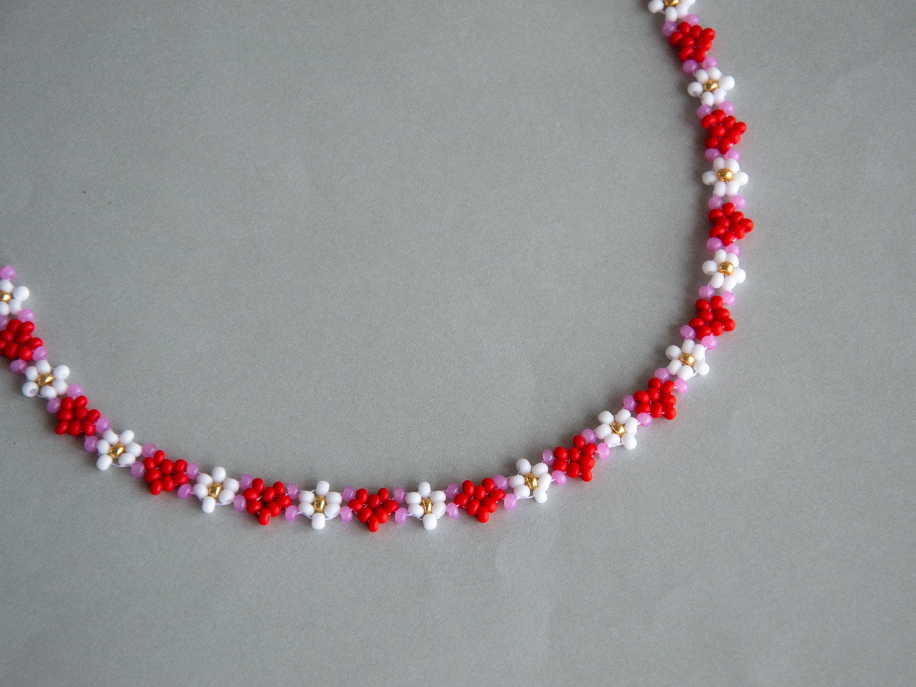 Valentine's Heart Beading Tutorial, Seed Bead Hearts Daisy Chain Beaded ...