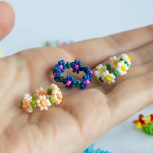 Daisy Chain Beaded Ring Tutorial, Seed Bead Ring Pattern, Beginner ...