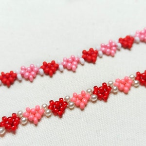 Valentine's Heart Beading Tutorial, Seed Bead Hearts Daisy Chain Beaded ...