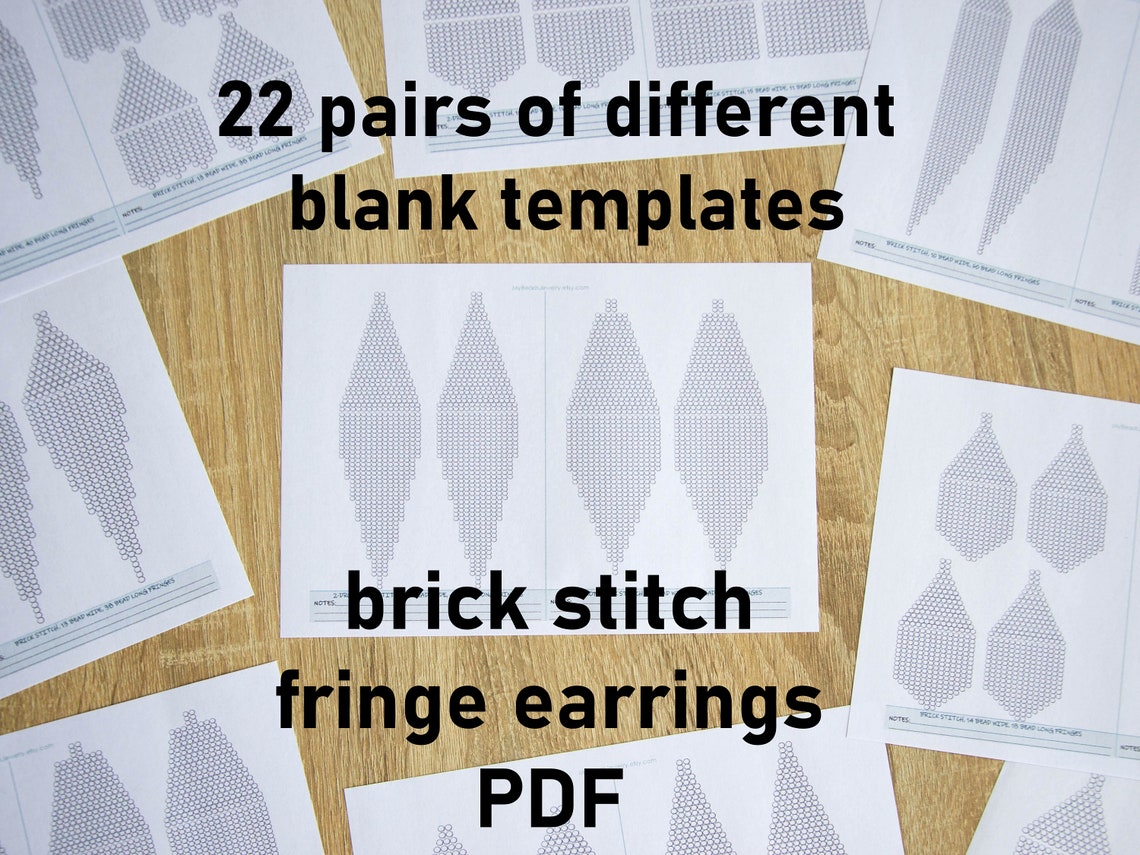 Bead Template - Beaded Fringe Earring Beading Graph - Blank Template ...