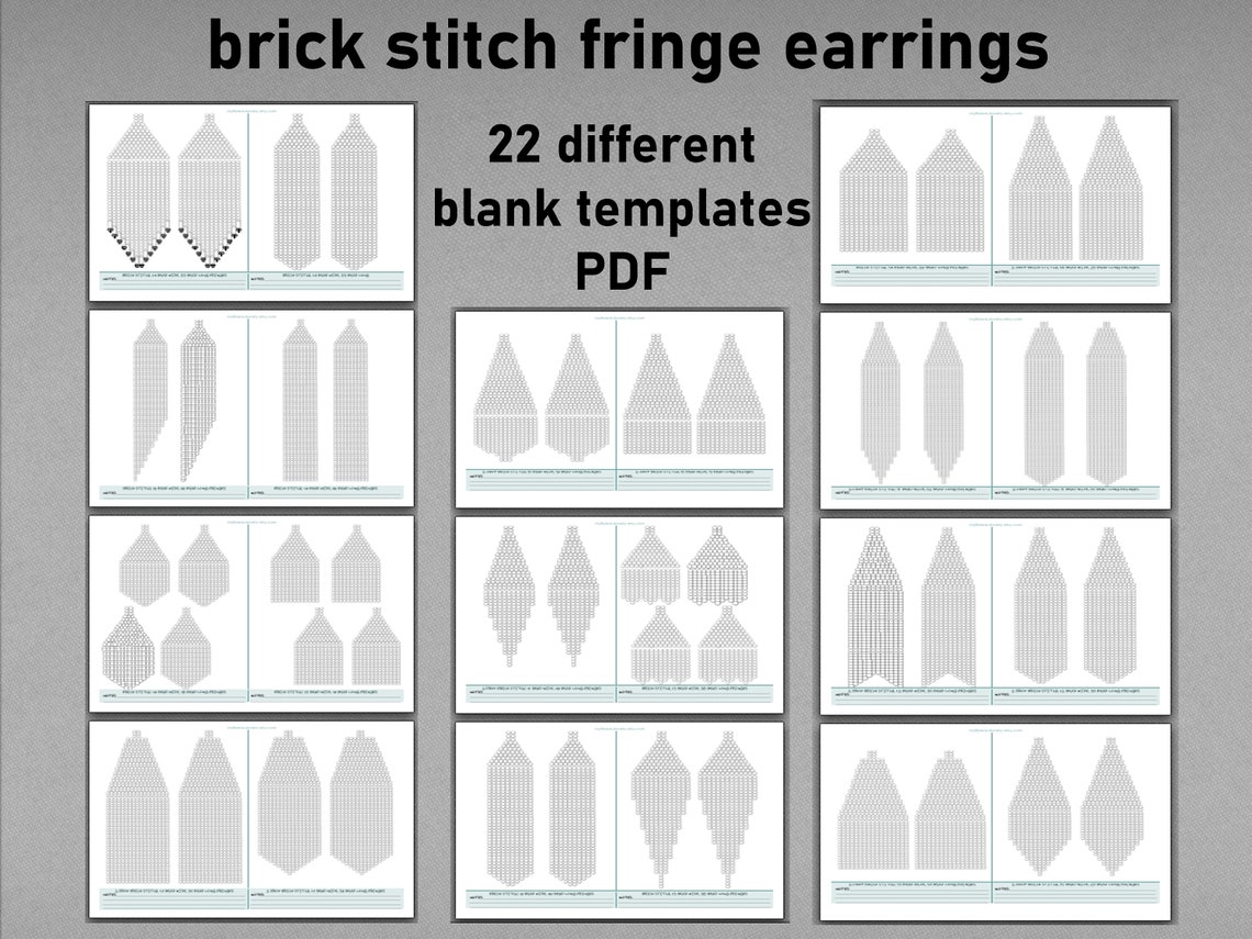 Bead Template - Beaded Fringe Earring Beading Graph - Blank Template ...