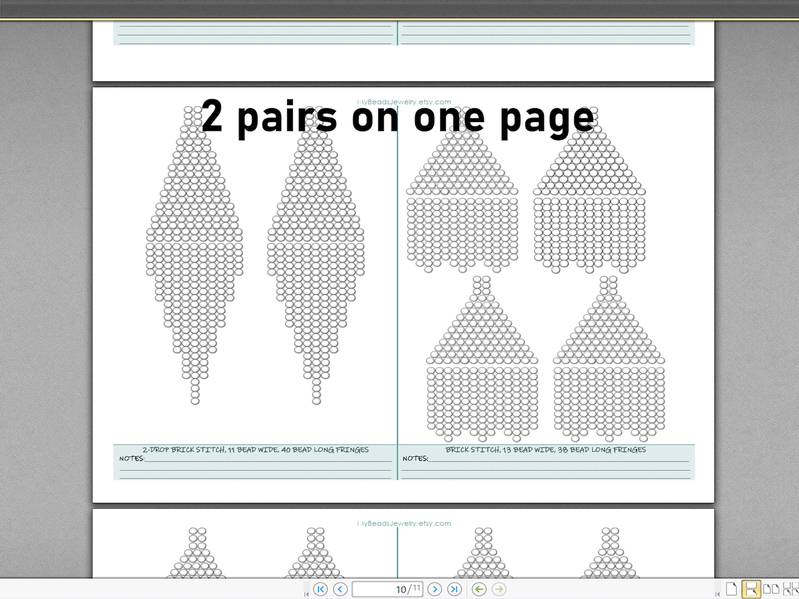 Bead Template - Beaded Fringe Earring Beading Graph - Blank Template ...
