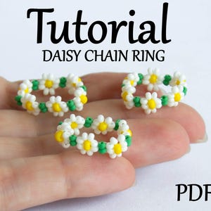 Daisy Chain Beaded Ring Tutorial, DIY Beadwork Jewelry, Easy Beginner ...